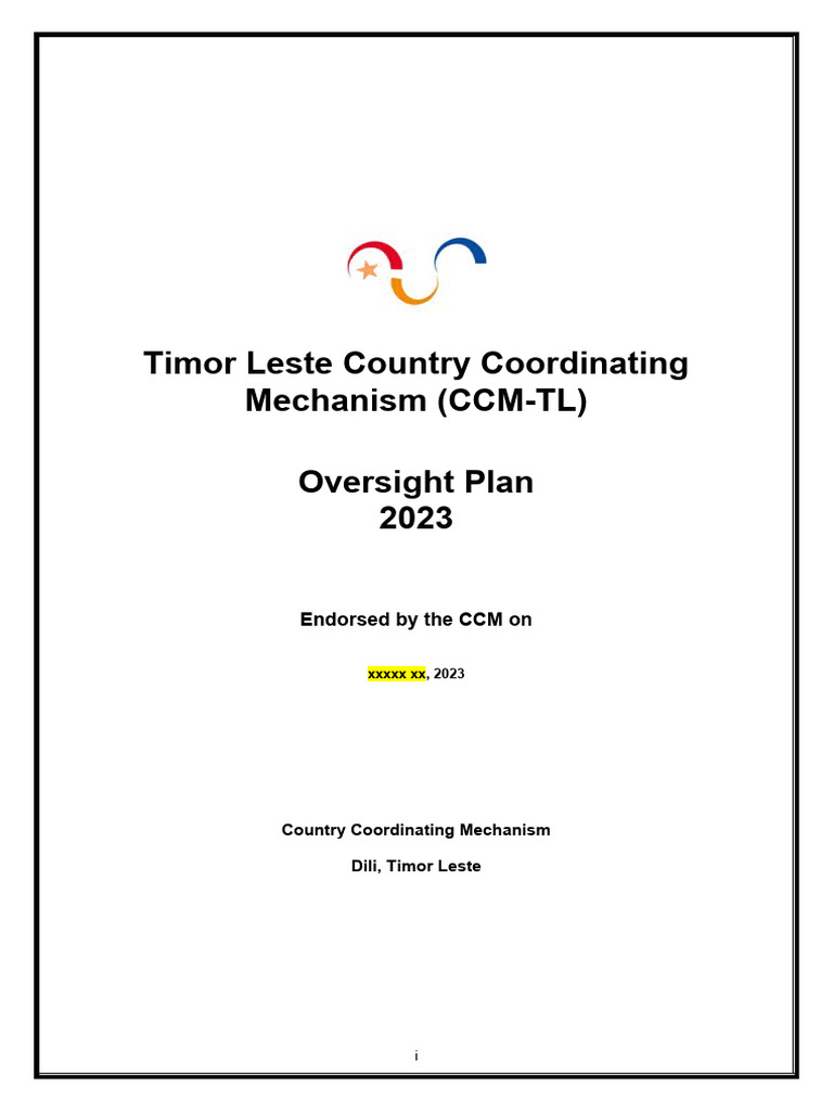 CCM-TL Oversight Plan 31 July 2023 | PDF | Governance | Life Cycle ...