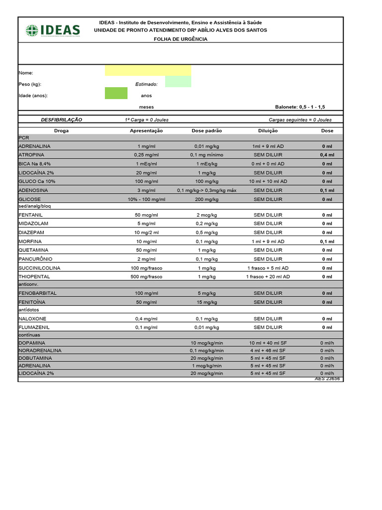 Folha de Parada Pediatria | PDF | Medicina Clínica | Ciências Farmacêuticas