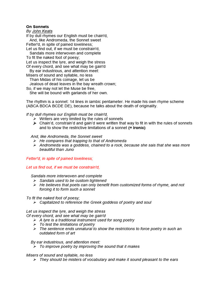 Poetry Analysis On Sonnets | Download Free PDF | Sonnets | Poetry