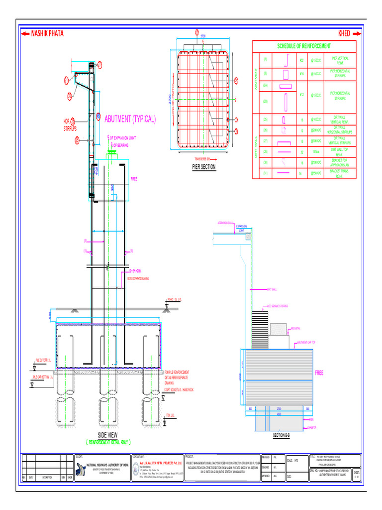 Abutment Reinforcement Details for Flyover | PDF | Building Engineering ...