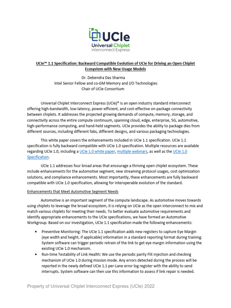 UCIe 1.1 - White - Paper - 2023 - FINAL | PDF | Streaming Media ...