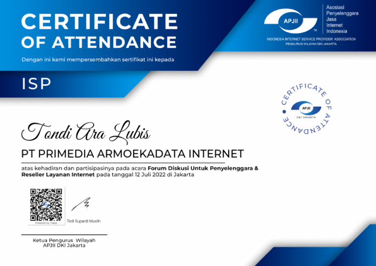 E Cert PT Primedia Armoekadata Internet Tondi Ara Lubis | PDF