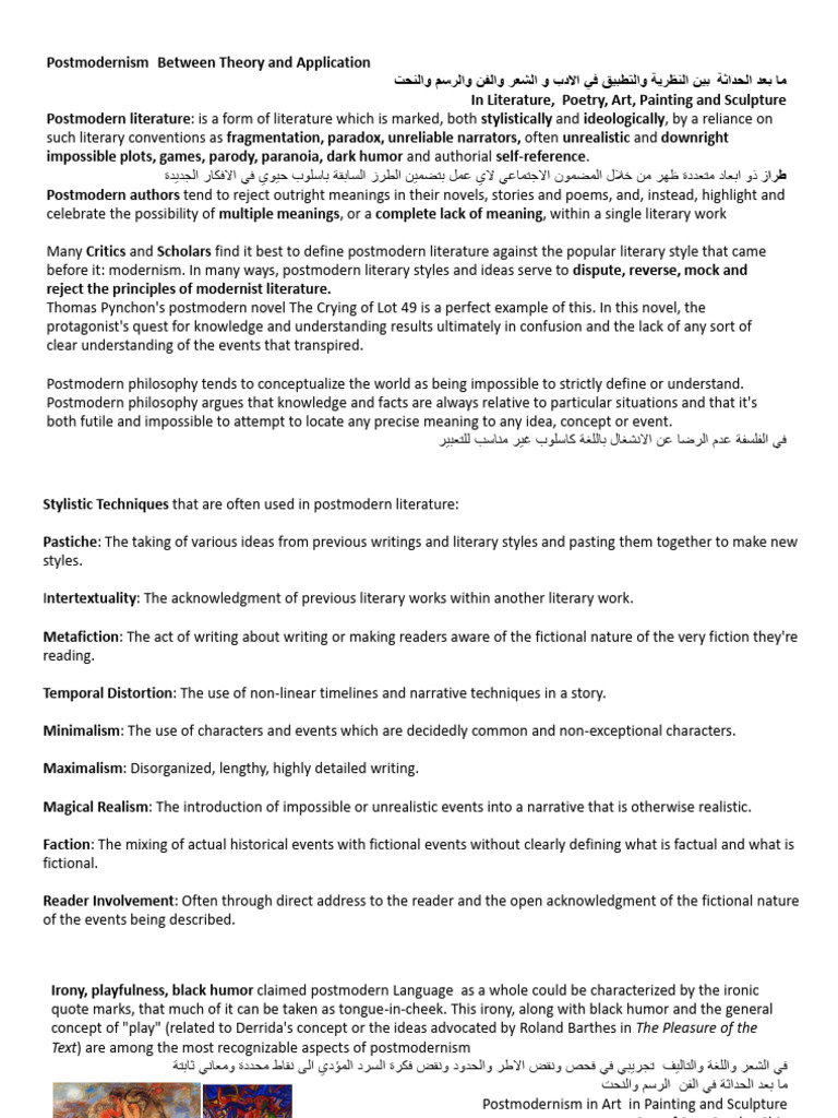 Postmodernism in Literature and Art | PDF | Postmodernism | Postmodern ...