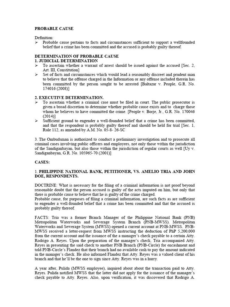 Understanding Probable Cause in Law | PDF | Probable Cause | Prosecutor