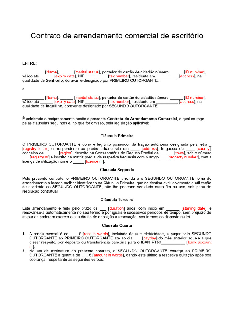 Minuta Contrato de Arrendamento de Escritorio | PDF | Conceitos jurídicos | Direito Comum