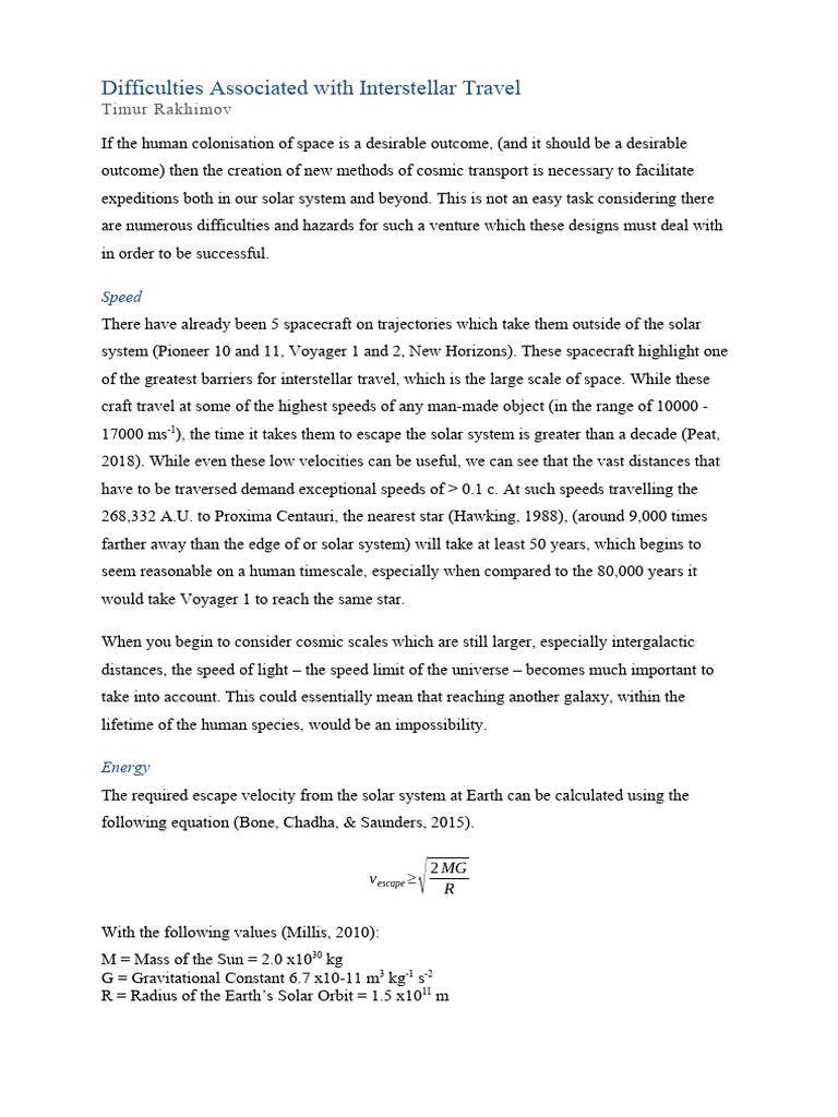Methods of Interstellar Travel | PDF | Interstellar Travel | Outer Space