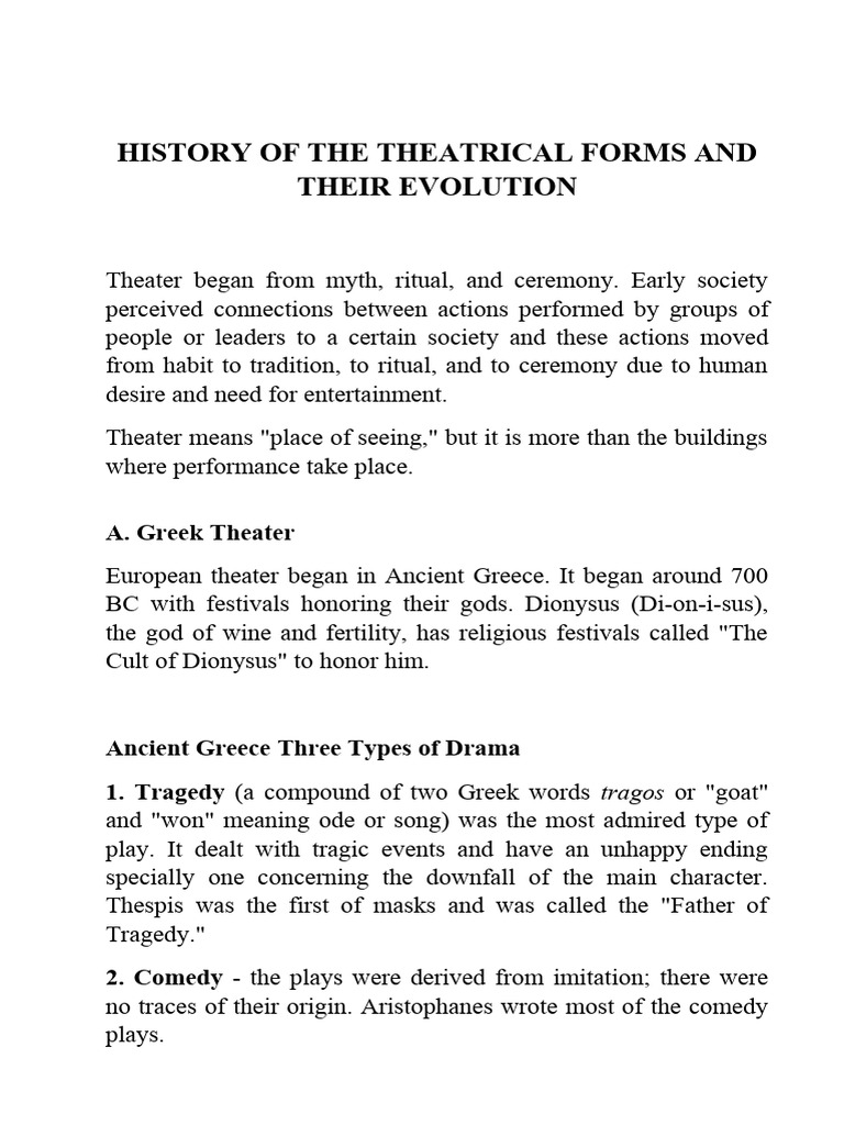 History of The Theatrical Forms and Their Evolution | PDF | Theatre ...