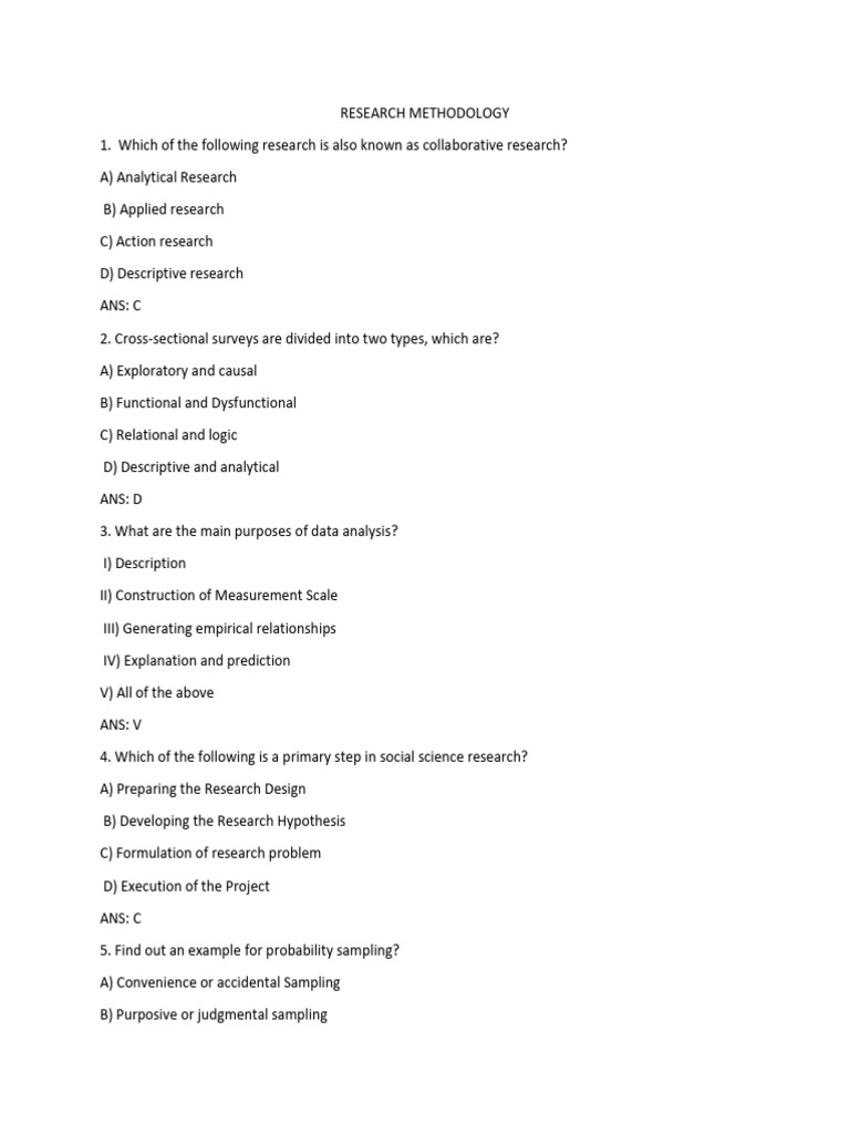 RM MCQ | PDF | Sampling (Statistics) | Methodology