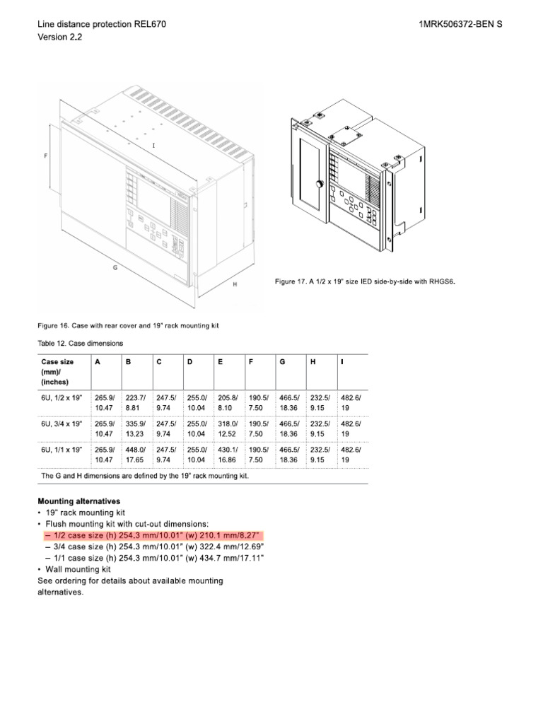 REL670 - 132kV - 1by2 Size - Cutout | PDF