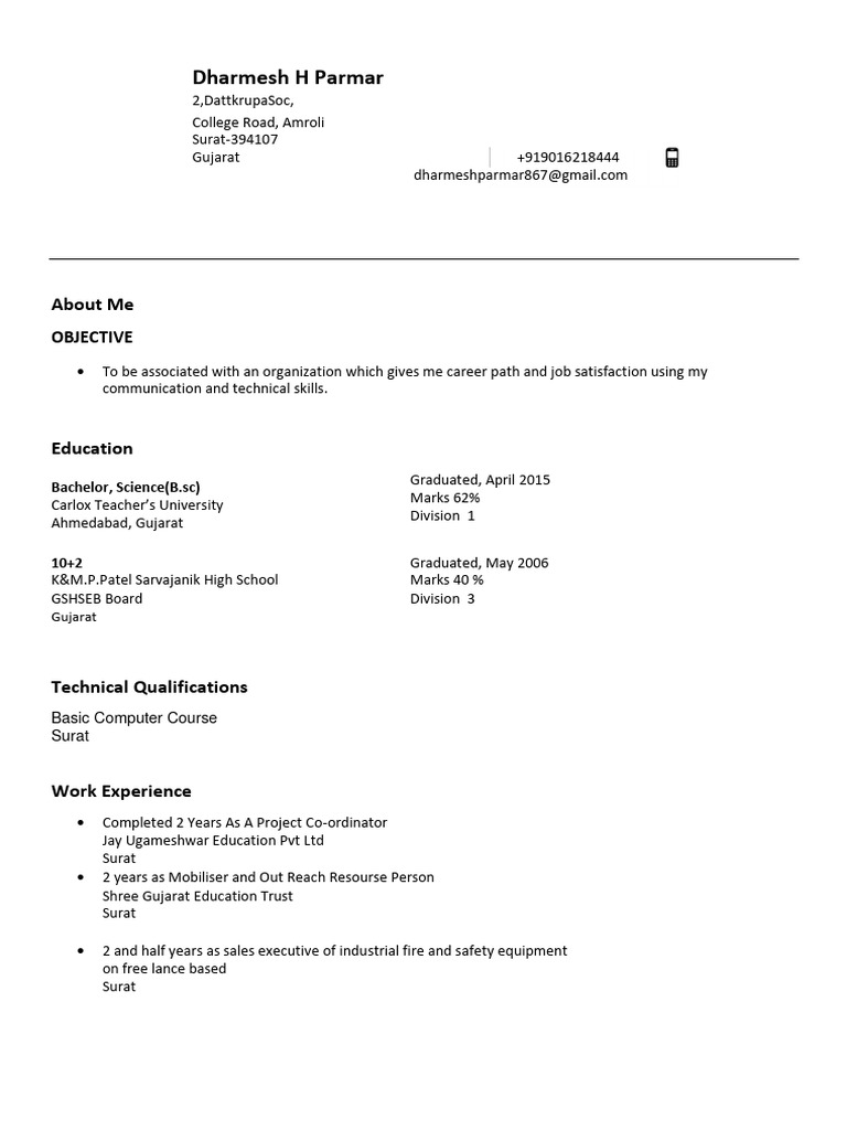 Resume: Dharmesh H Parmar | PDF