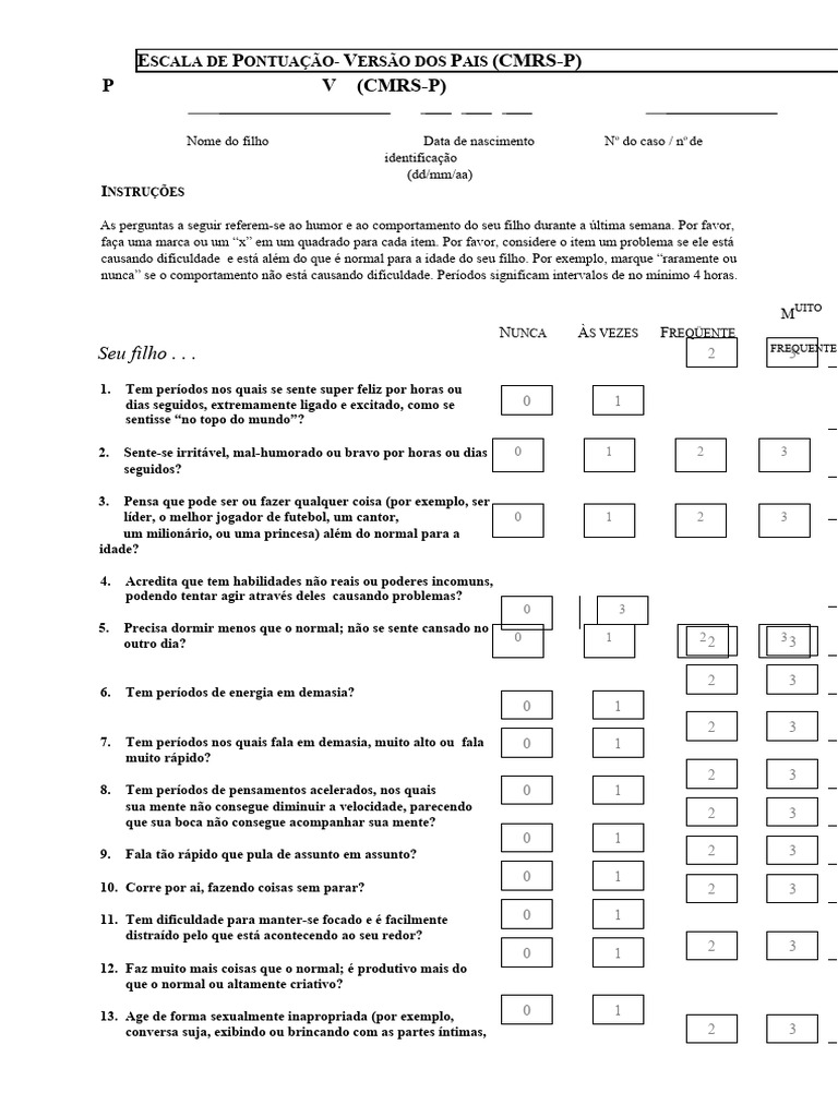 CMRS-P - Escala de Manias | PDF