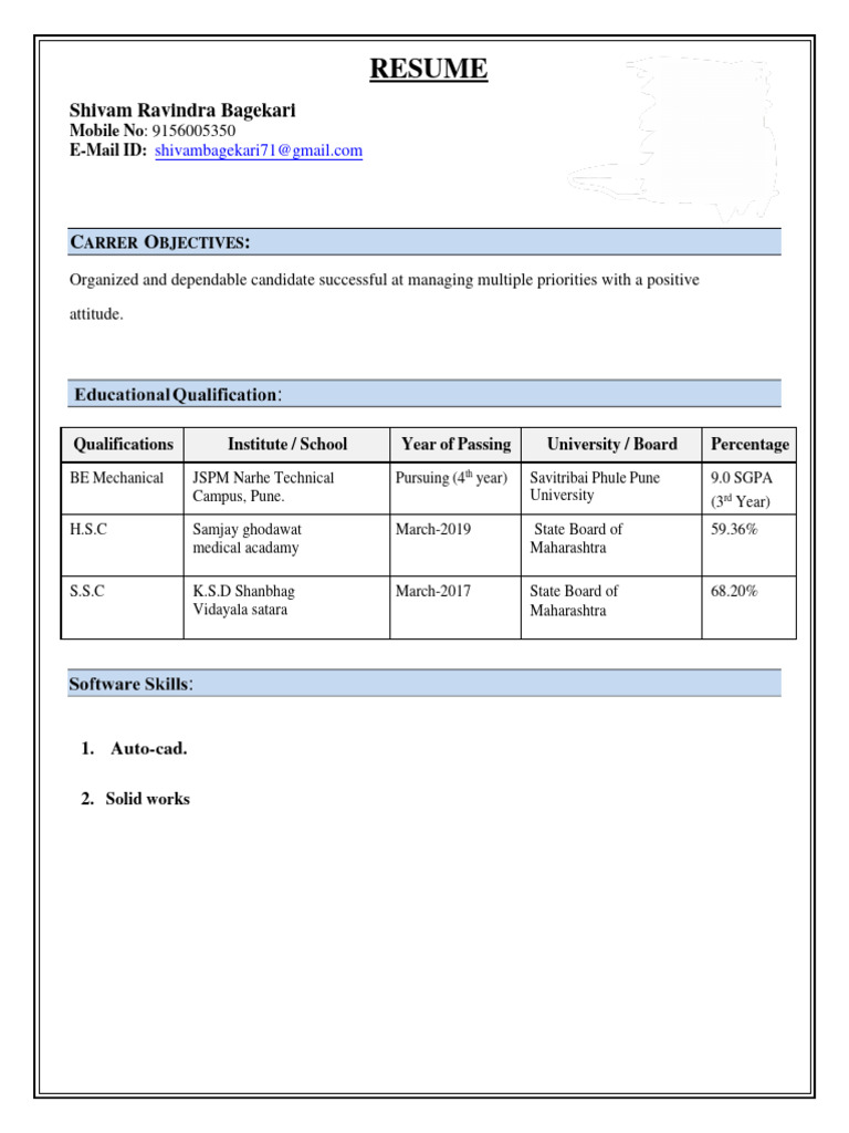 Shivam CV | PDF | Career & Growth