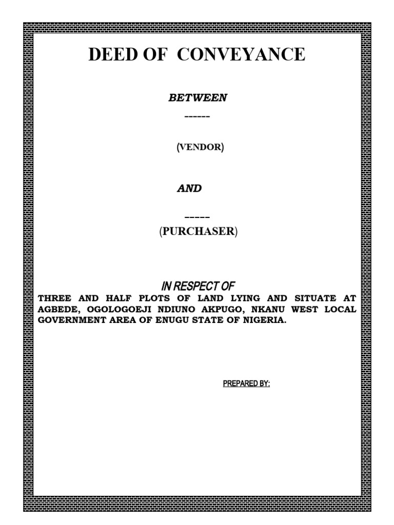 Deed of Customary Conveyance o Upload | PDF | Covenant (Law) | Deed