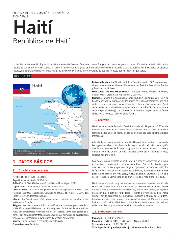 Haiti - Ficha Pais | PDF | Haití | España
