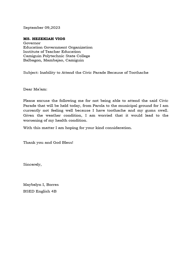 4B Excuse Letter | PDF