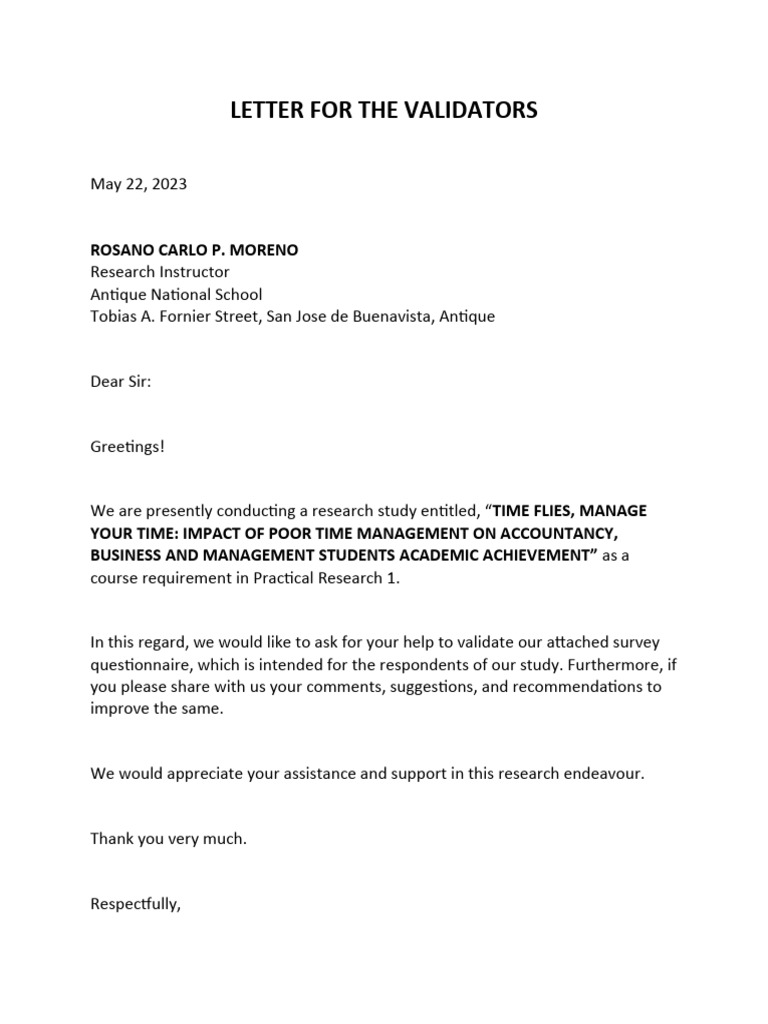 Letter For Validators 1 | PDF | Career & Growth