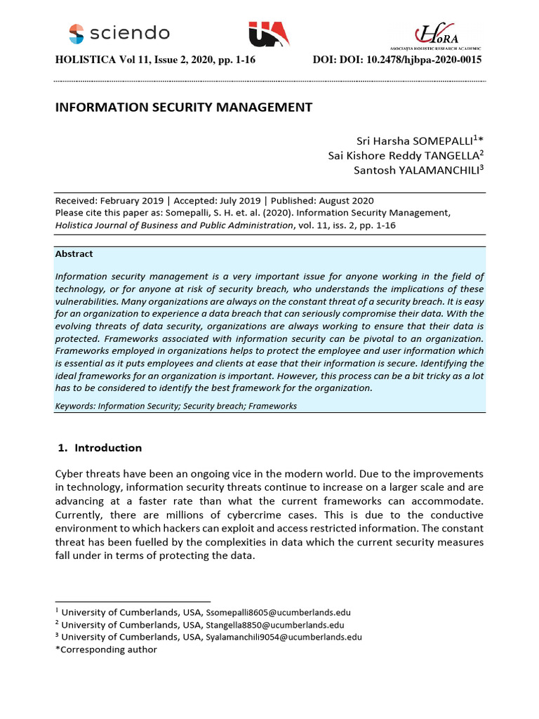 Information Security Management | PDF | Information Security | Computer Security
