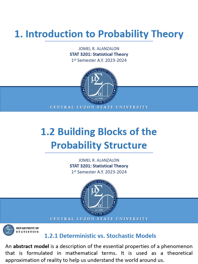 STAT3201 Module 2. Basic Concepts of Probability | PDF | Probability Theory | Theorem