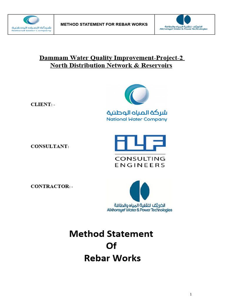Rebar Works Method Statement for Dammam Project | PDF | Personal ...