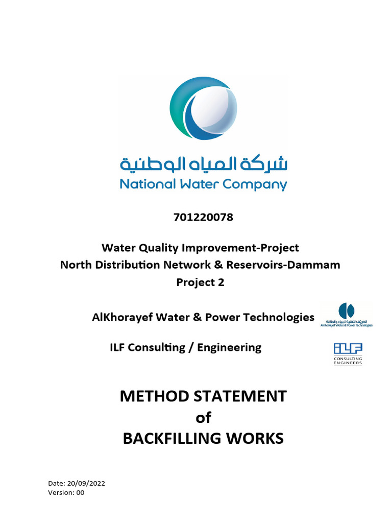 Method Statement (Backfilling Work) | PDF | Risk | Trench