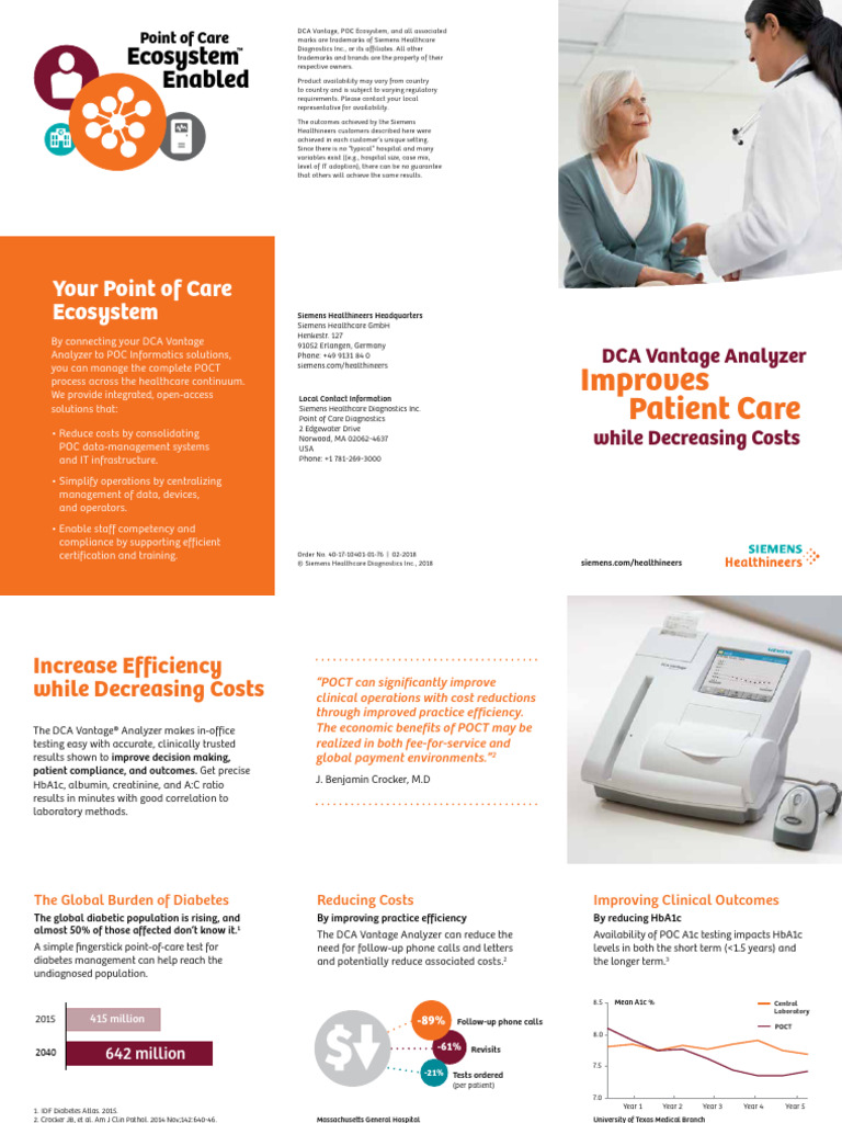 DCA Vantage Brochure | PDF | Health Care | Glycated Hemoglobin