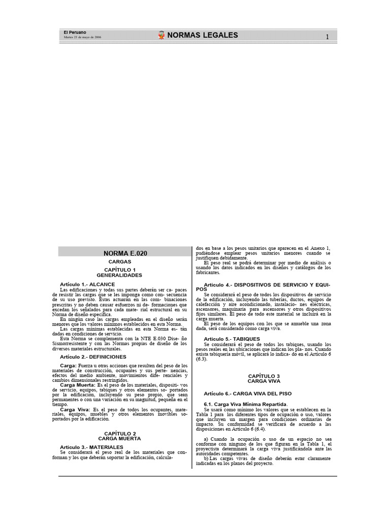 Rne Norma E.020 | PDF | Viga (Estructura) | Herida