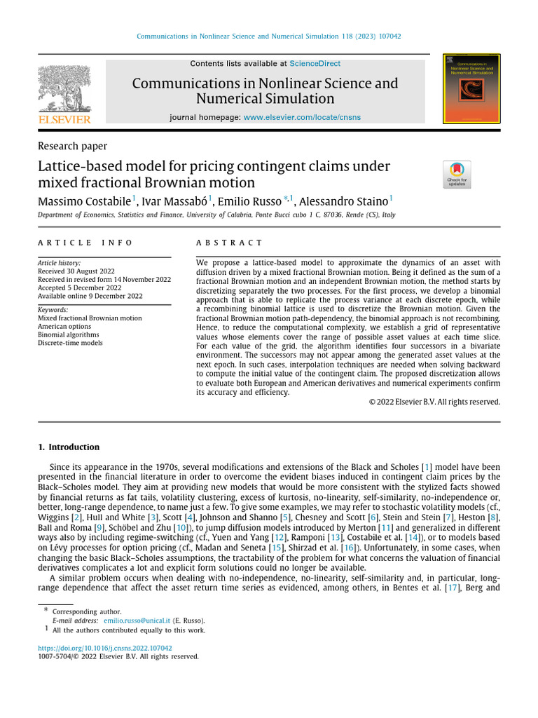 Lattice Based Model For Pricing Contingent 2023 Communications in ...