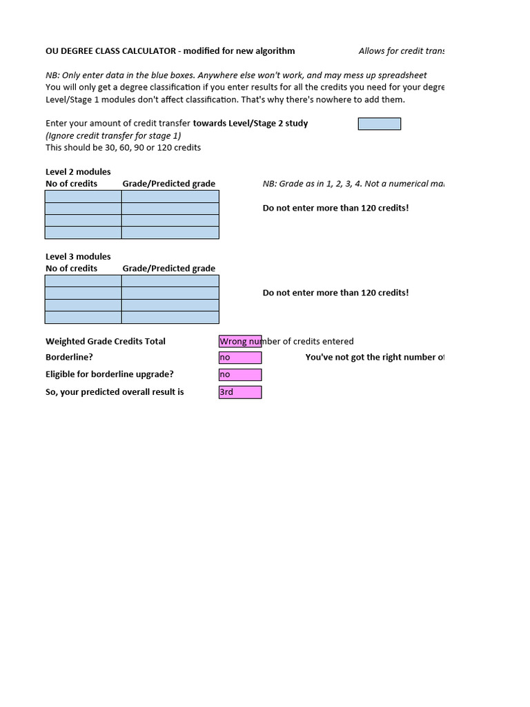 New Degree Class Calculator | PDF