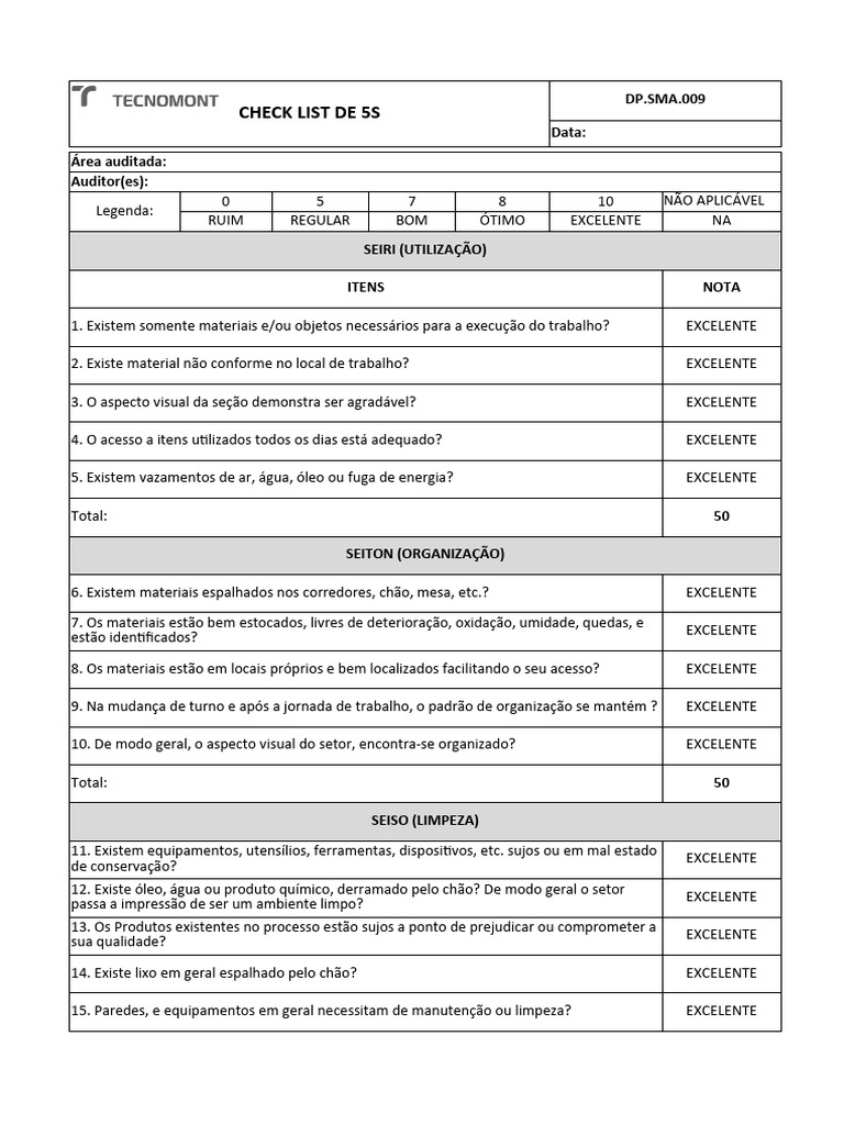 DP - Sma.009 Check List de 5S | PDF