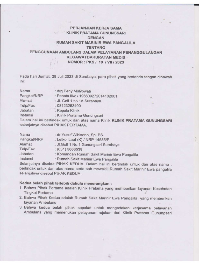 Mou Ambulance Dengan Rs Pdf
