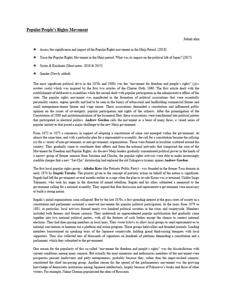 Impact of Japan's Popular Rights Movement | PDF | Government ...