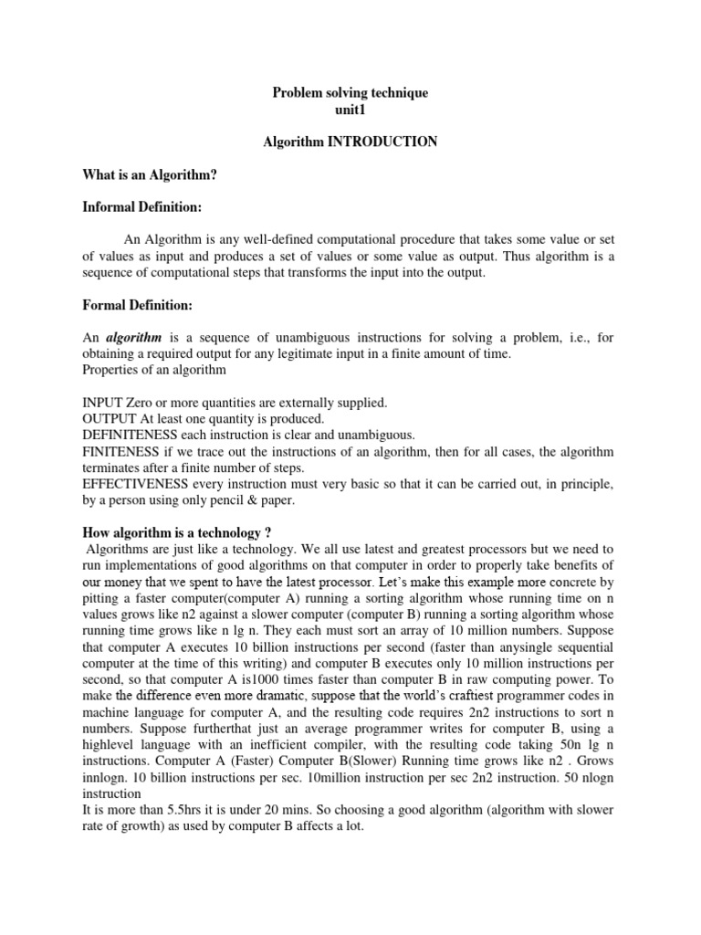 Problem Solving Techunit1 Pdf Computer Program Programming 9491