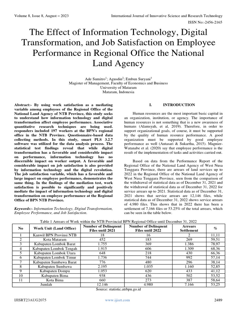 The Effect of Information Technology, Digital Transformation, and Job ...