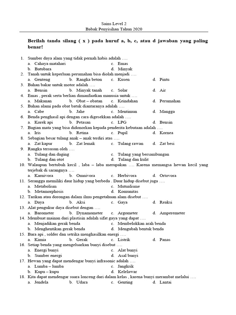 Sains Level 2 KMSI | PDF