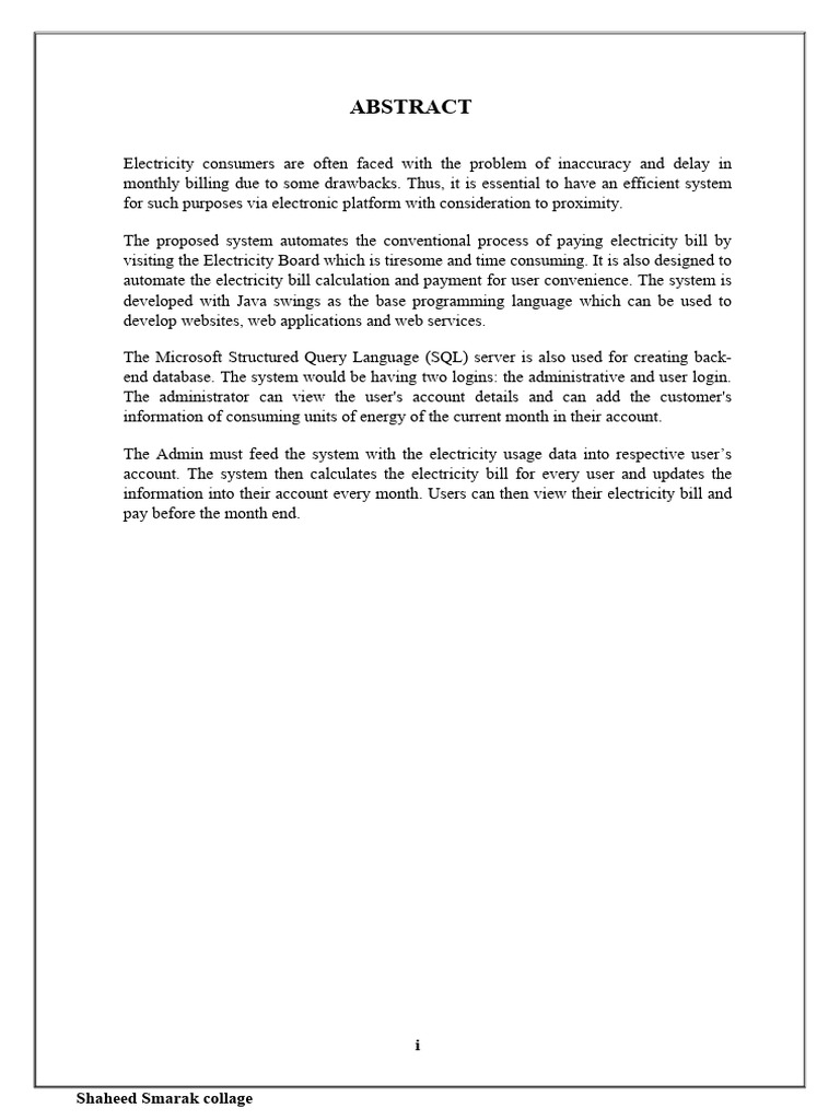 Automated Electricity Billing System | PDF | Databases | Table (Database)