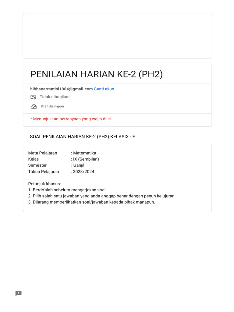 Penilaian Harian Ke-2 (PH2) | PDF