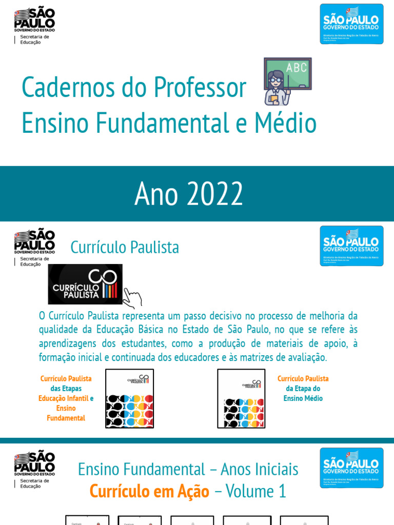 Cadernos Do Professor - 2022 | PDF | Aprendizado | Science