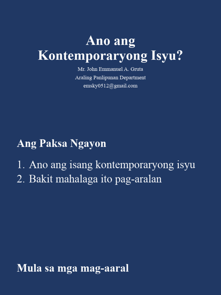 Ano Ang Kontemporaryong Isyu | PDF