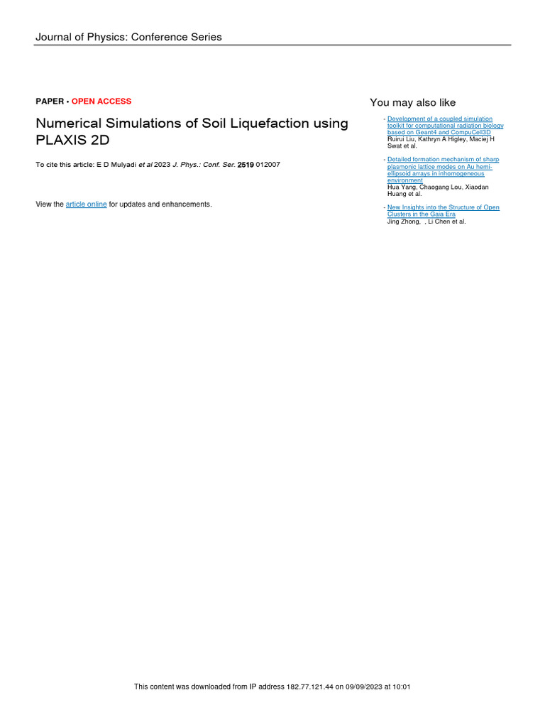 2.0 Numerical simulations of soil liquefaction | PDF | Mechanical Engineering | Soil Science