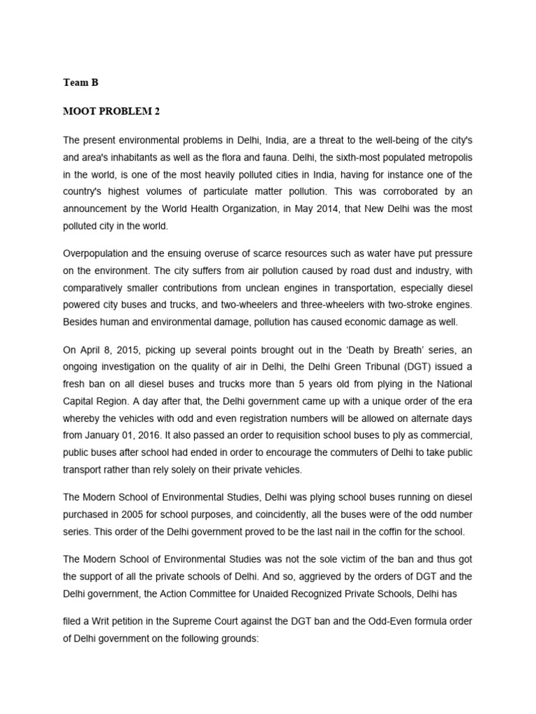 Moot Problem 2 | PDF | Delhi | Air Pollution