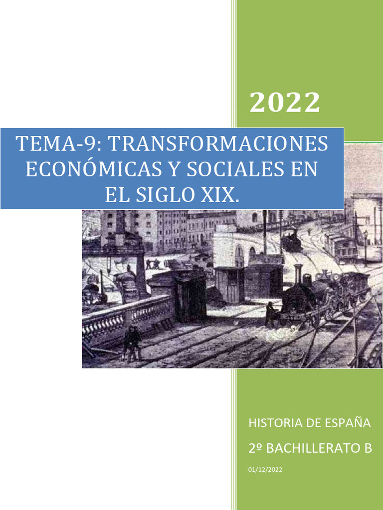 Resumen Tema 9 Transformaciones Económicas y Sociales en El Siglo Xix Diciembre 2022 | PDF ...