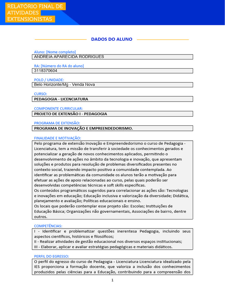 Projeto De Extensão Pedagogia Pdf Pedagogia Sustentabilidade