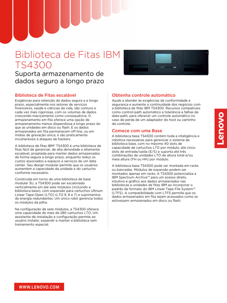 Biblioteca IBM TS4300-PT-BR | PDF | Armazenamento de dados de ...