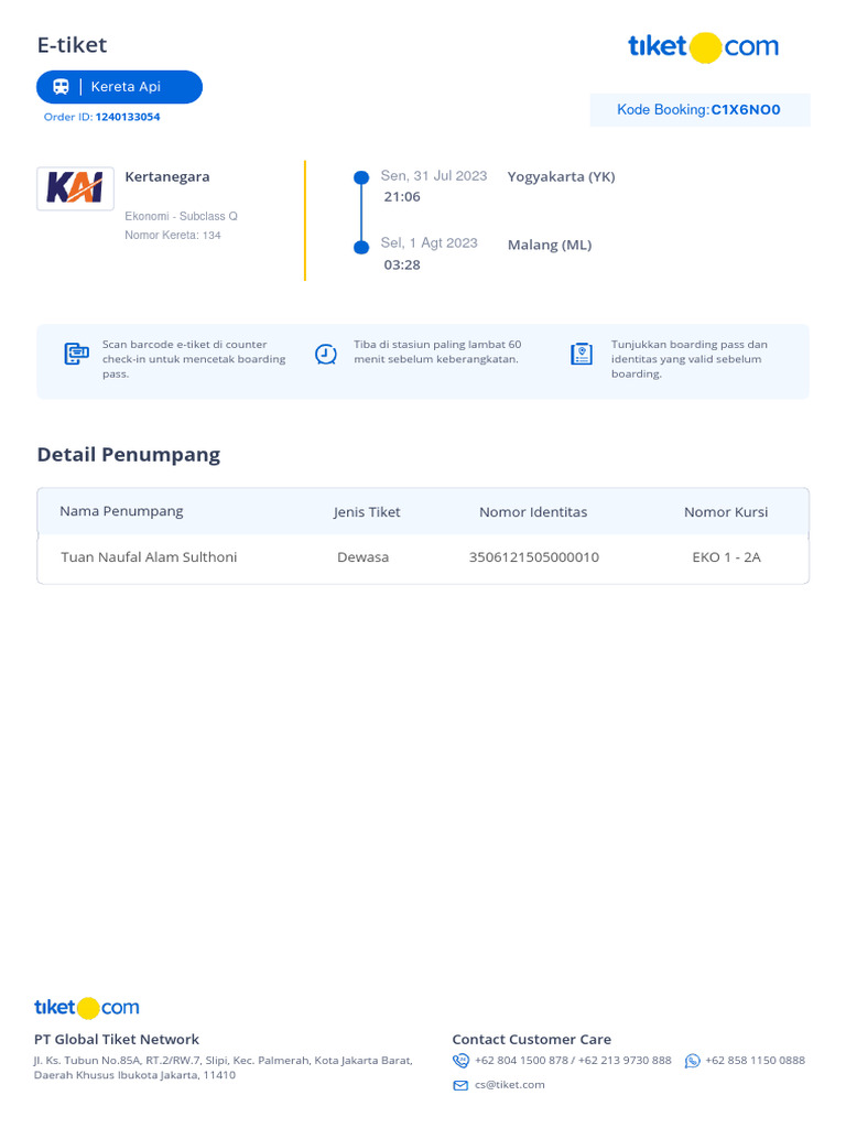 Contoh Tiket Online | PDF
