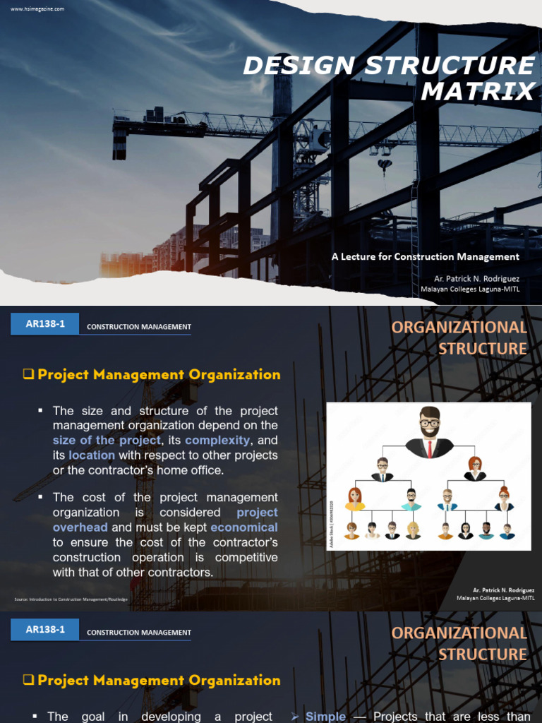 Lecture On Design Structure Matrix | PDF | Construction Management | Chief Executive Officer