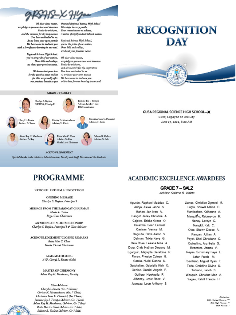 g7 Recognition Day Programme Final | PDF