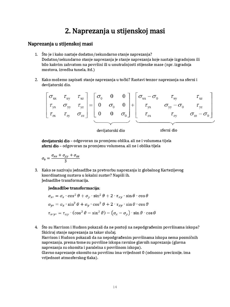Naprezanja U Stijenskoj Masi | PDF