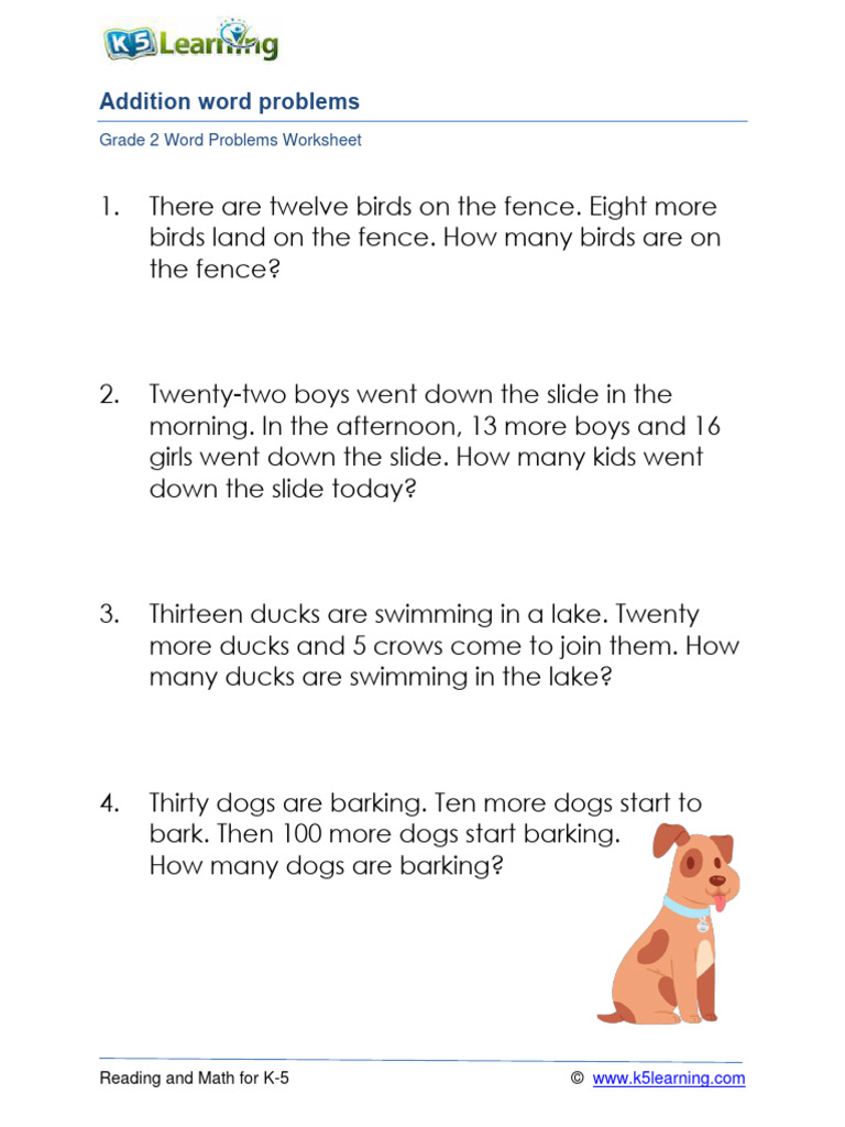 Grade 2 Addition Word Problems C | PDF