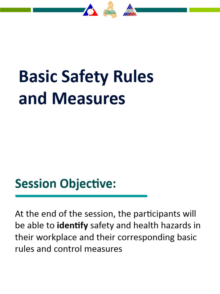 Module 3a - Basic Safety Rules and Measures - BOSH For SO1 | Download ...