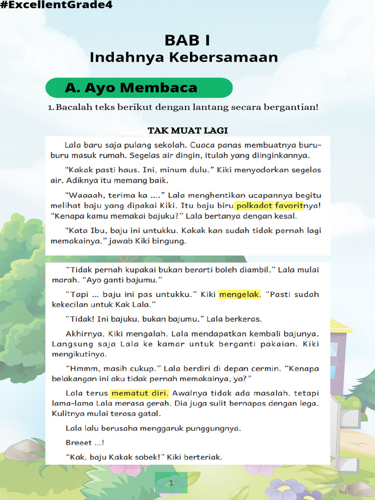 Bahasa Indonesia Kelas 4 Semester 1 | PDF